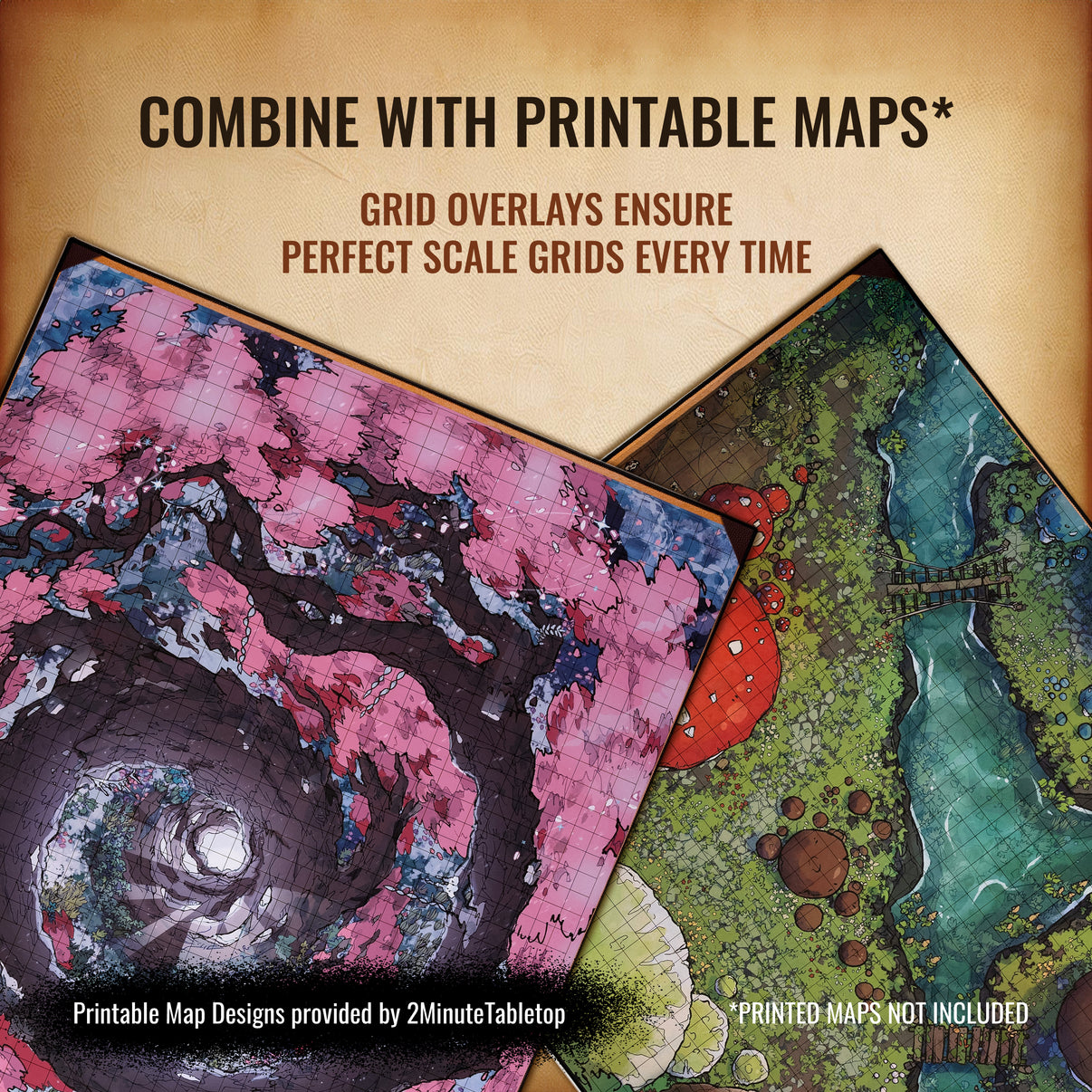 4-Foot DnD Battle Map - Neoprene Tabletop Game Mat with Interchangeabl ...